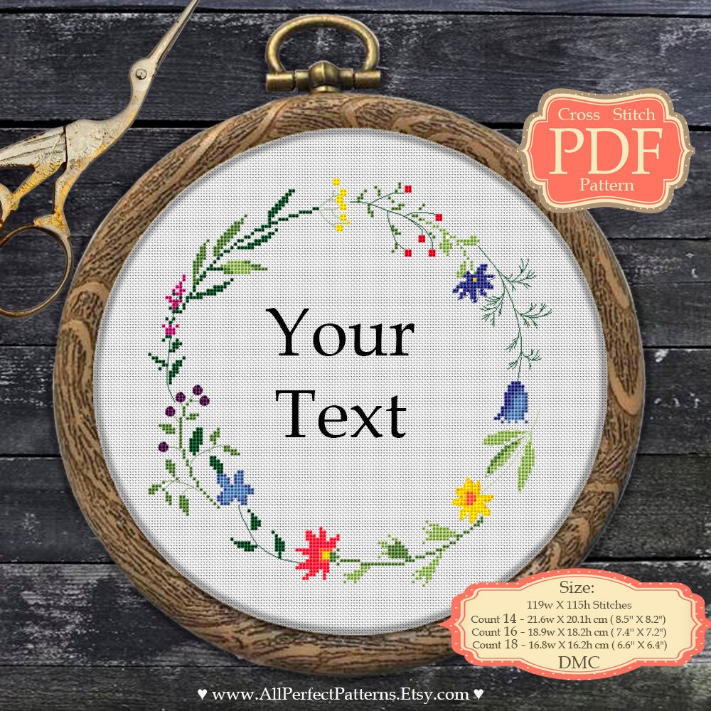 Wildflower Wreath Motivational Quotes - Cross Stitch PDF Pattern With ...