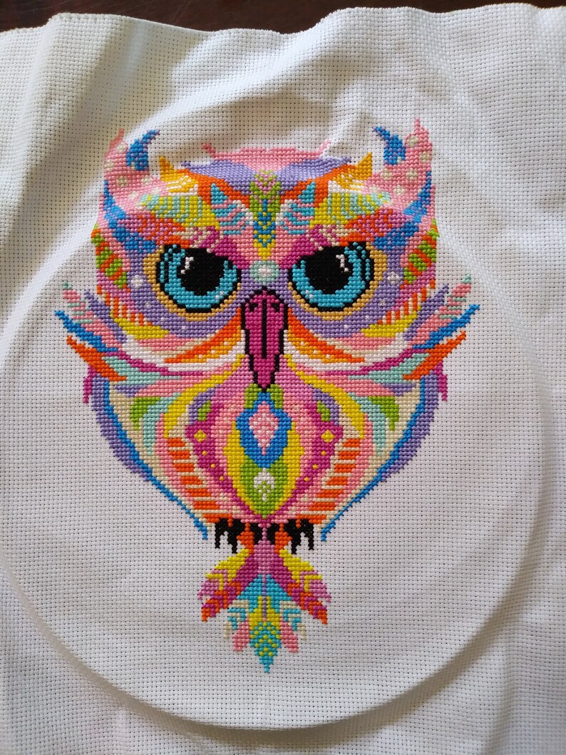 Owl Mandala Cross Stitch PDF Pattern Zentangle Animals | Etsy