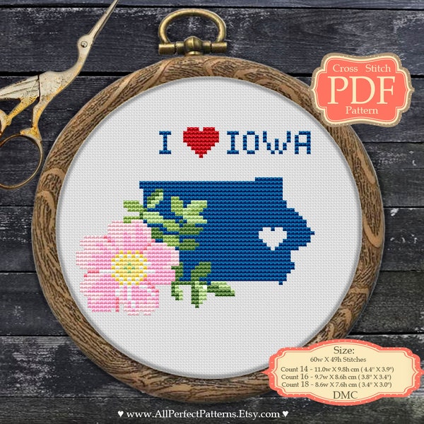 Iowa Cross Stitch - Etsy