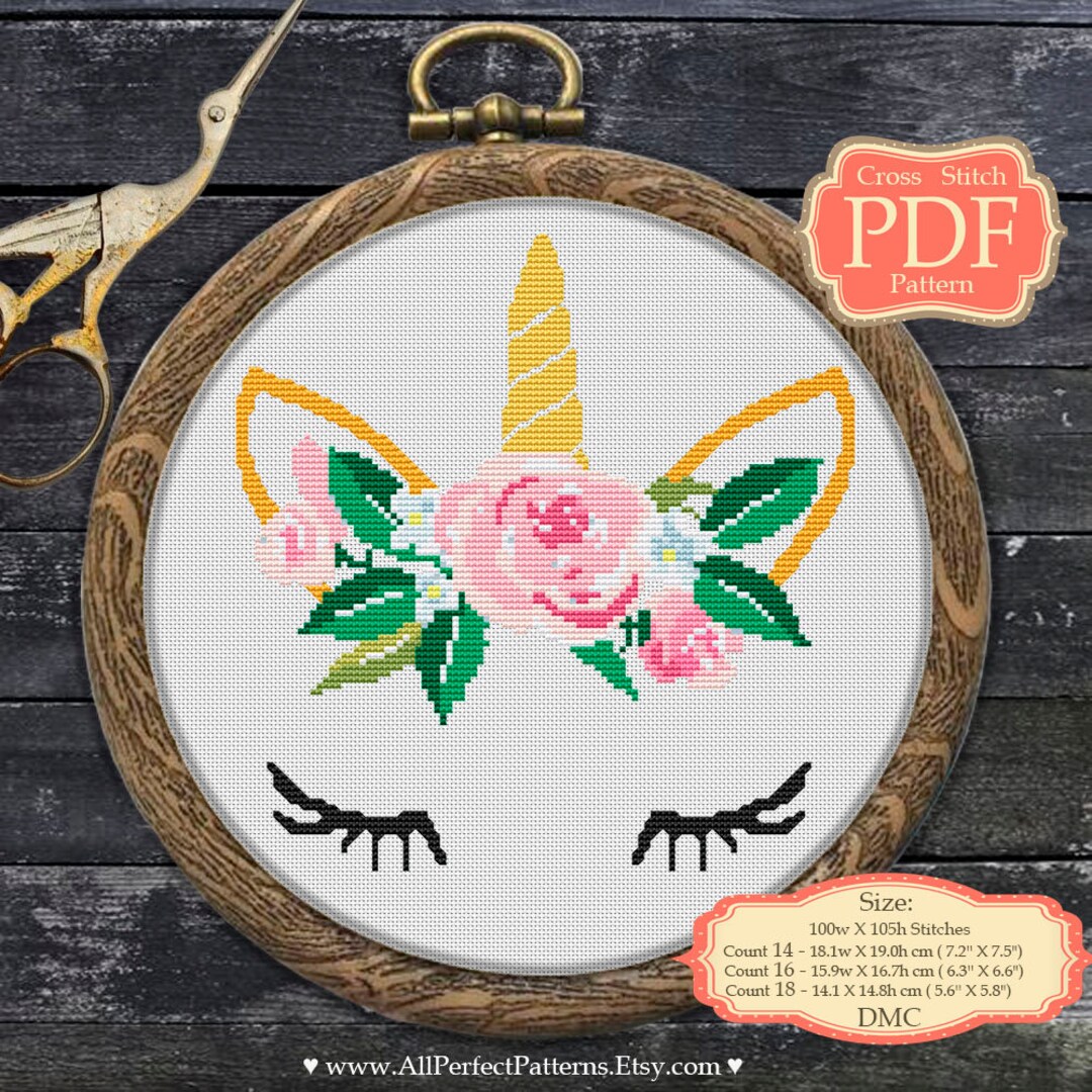 Unicorn Cross Stitch PDF Pattern Modern Embroidery Hoop Art Design ...
