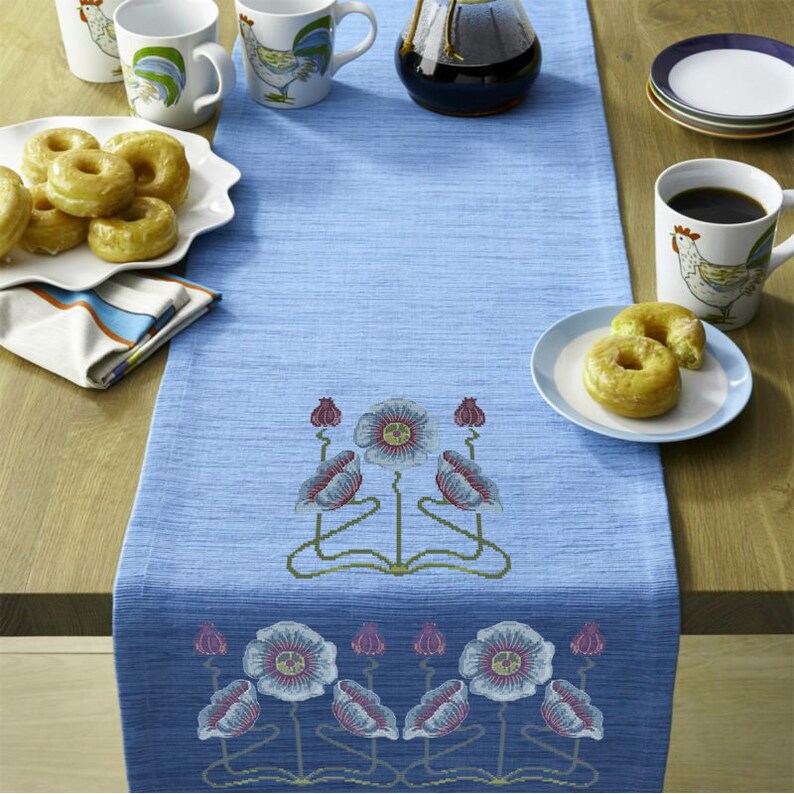 Art Nouveau Blue Flax Flower Cross Stitch PDF Pattern - Etsy