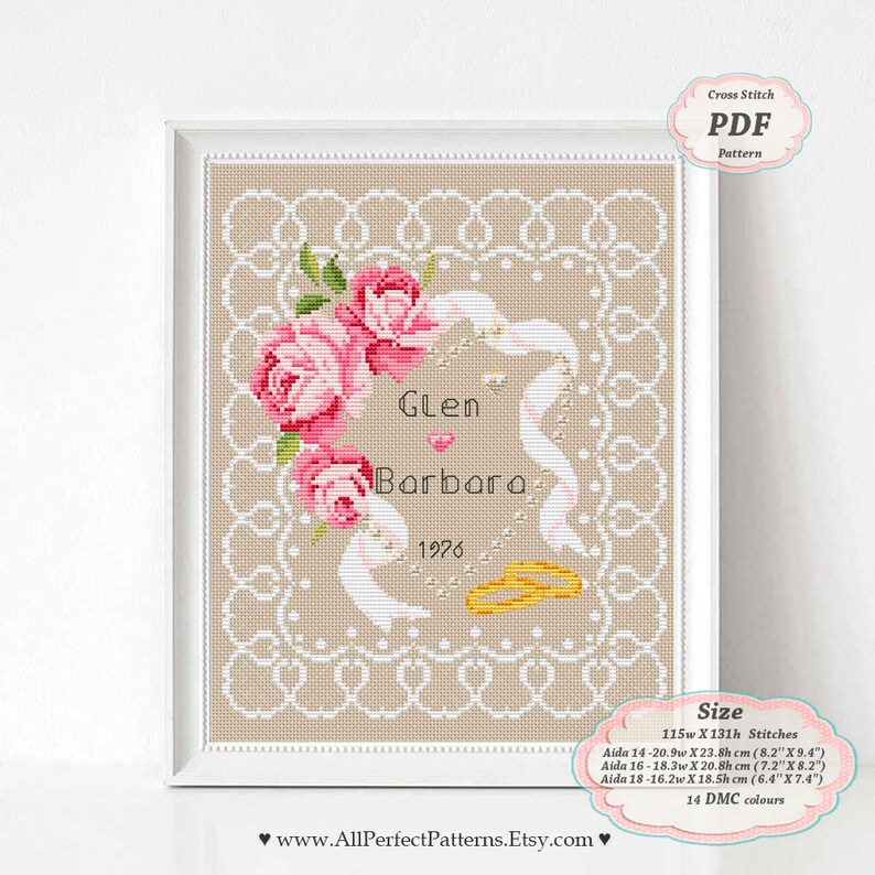 Wedding Records Pearls and Roses on Delicate Lace Cross - Etsy