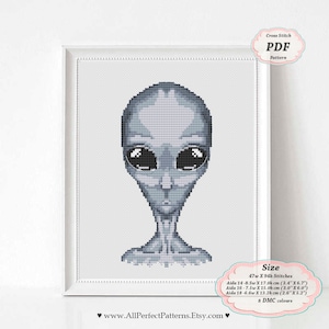 Alien - Cross Stitch PDF Pattern, Modern Embroidery Hoop Space Art - Etsy