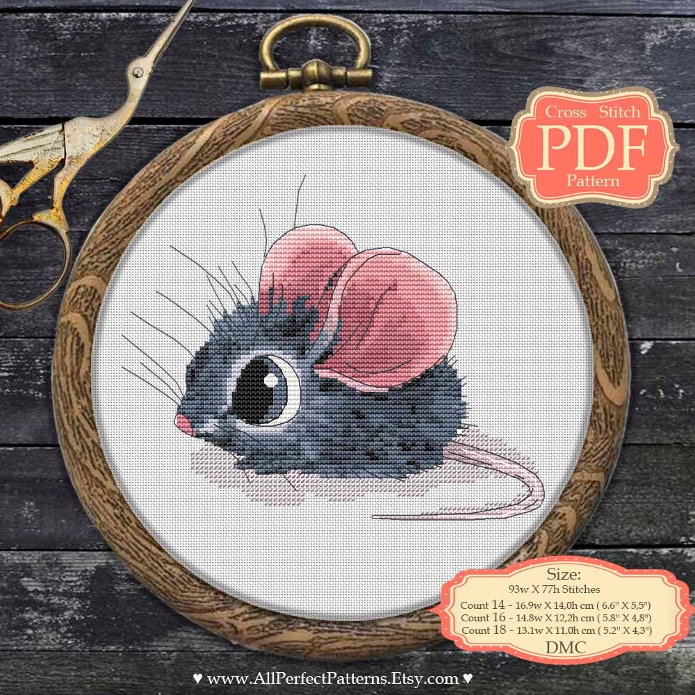 Pretty Little Mouse Cross Stitch PDF Pattern Modern | Etsy