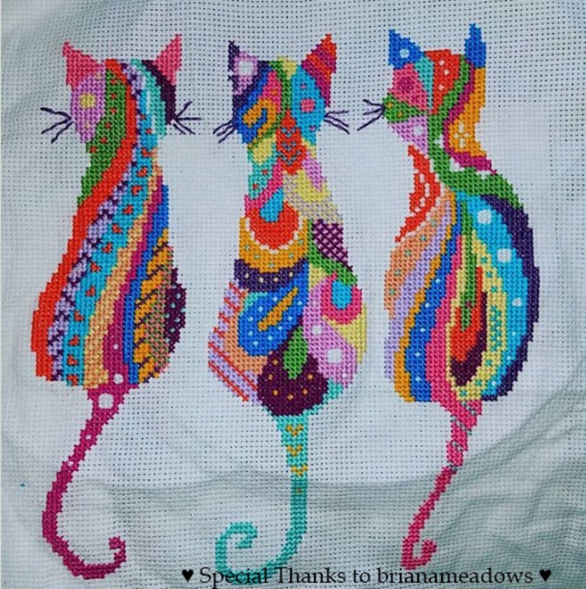 Mandala Three Cats Cross Stitch PDF Pattern Wall Nursery - Etsy