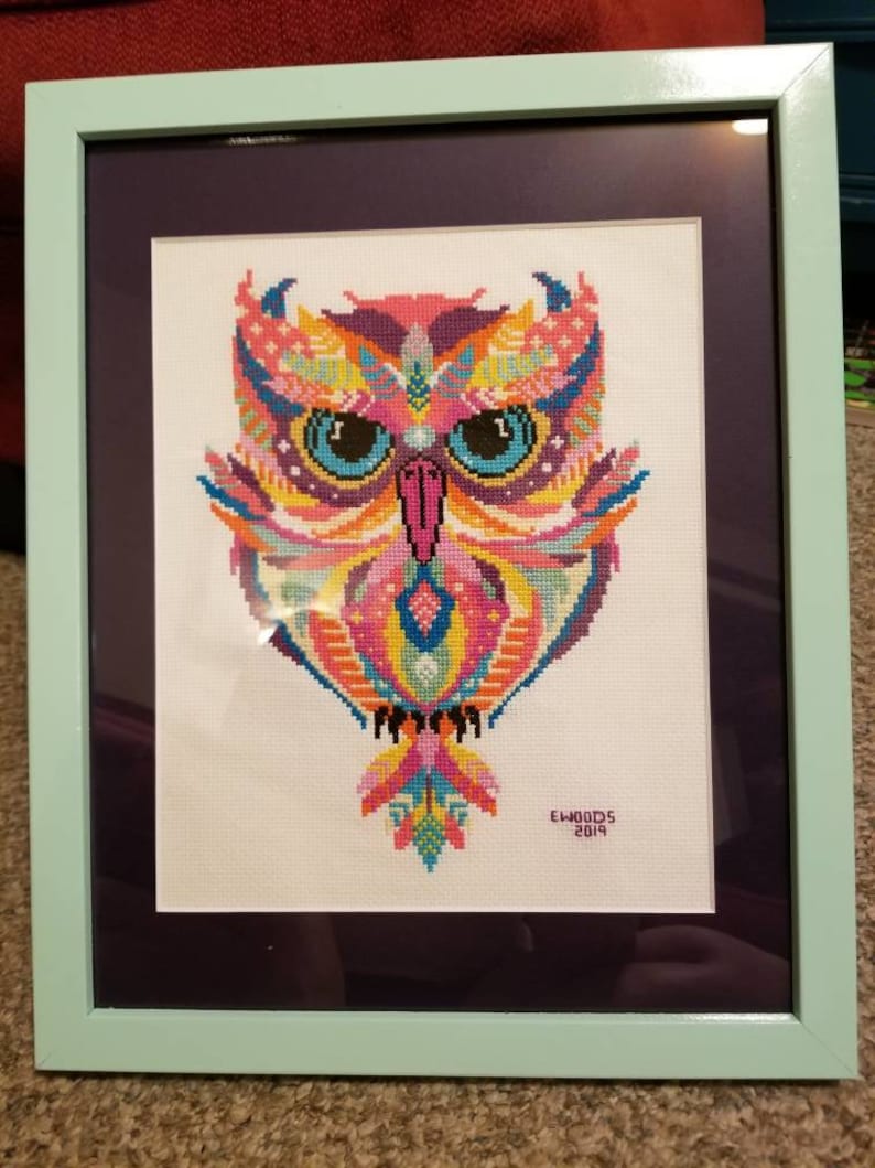 Owl Mandala Cross Stitch PDF Pattern Zentangle Animals - Etsy