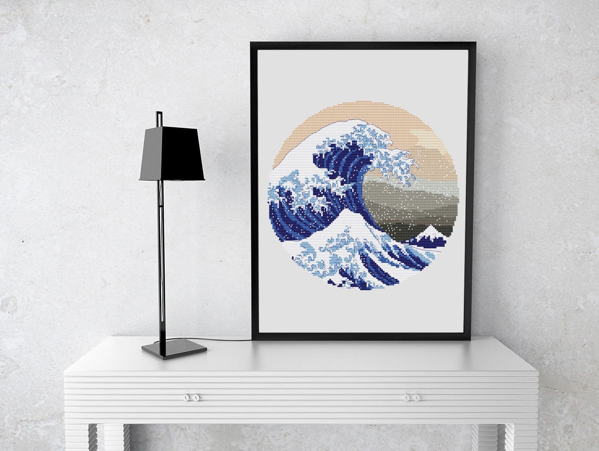 Great Wave Cross Stitch Pattern PDF | Hokusai Japanese Art | Ocean ...