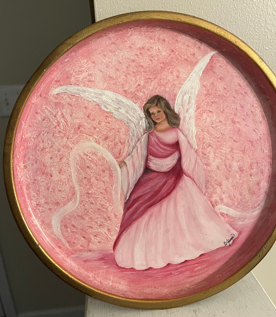 Vintage Hand Painted Angel Tray - Etsy