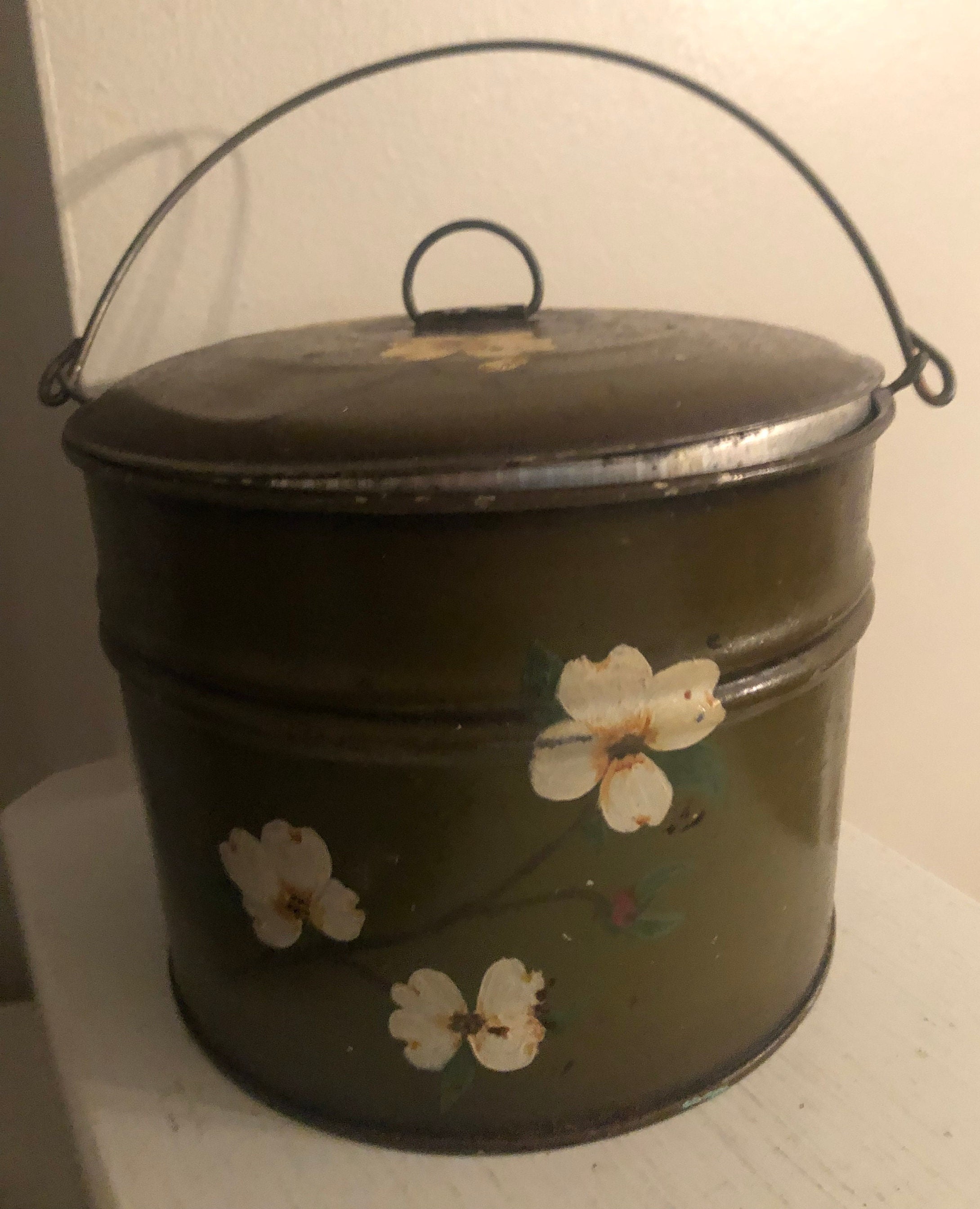 Primitive Hand Painted Tin Berry Bucket Lunchbox - Etsy