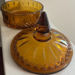 Vintage Amber Candy Dish - Etsy