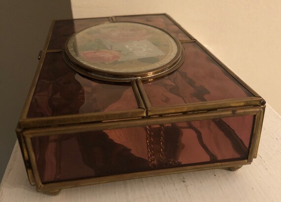 Vintage Via Vermont Stained Glass Music Box - Gem