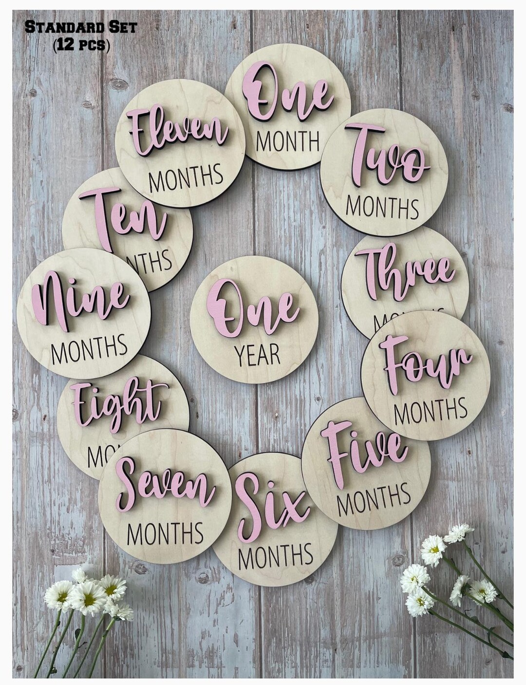 Wooden Monthly Milestone Discs | Baby Milestone Cards | Monthly ...