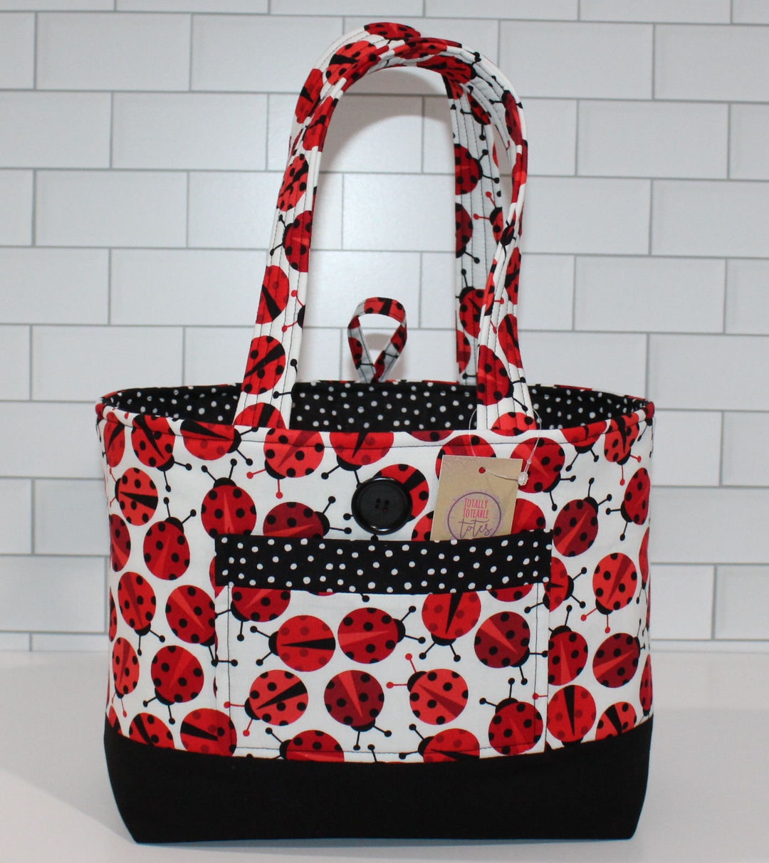 Lucky Lady Bug Tote Bag, Lady Bug Garden, Bags and Purses, Handmade Bag ...