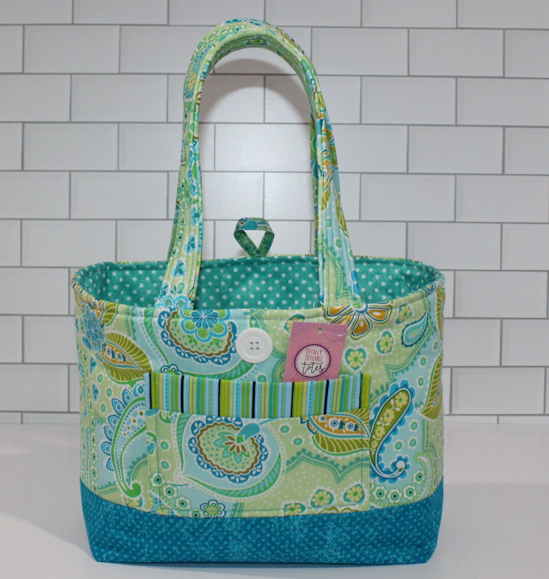 Paisley Tote Bag, Open Top Button Loop Closure, Unique Handmade, Bags ...