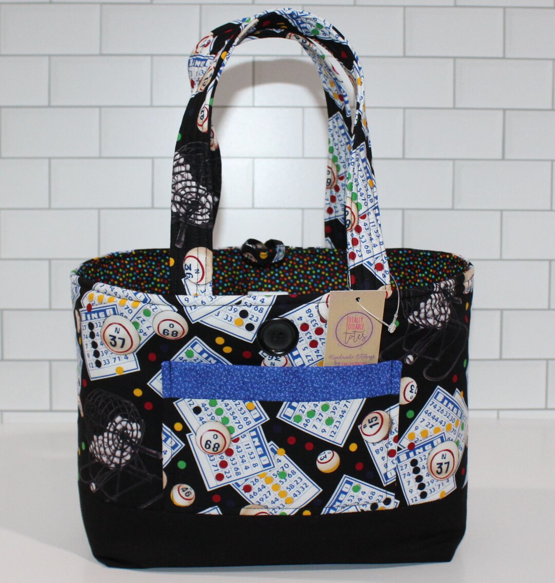 Lucky Bingo Tote Bag, Open Top Button Closure, Bags & Purses, Church ...