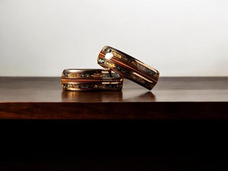 Rose Gold Guitar String With Meteorite & Gold Leaf Inlay Rose Gold ...