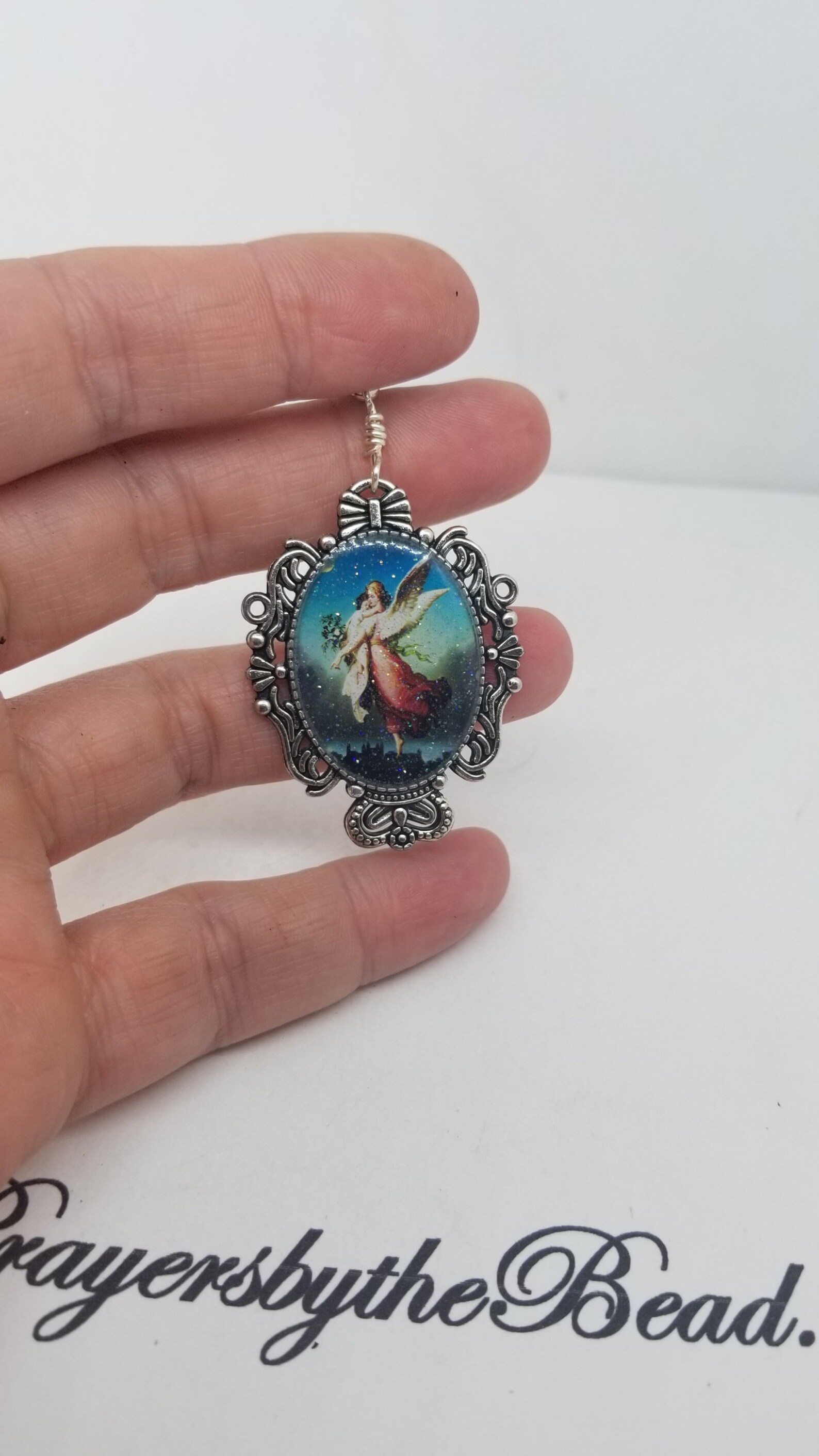 Angel Cameo Pendantangel With Child Pendant Vintage Guardian - Etsy