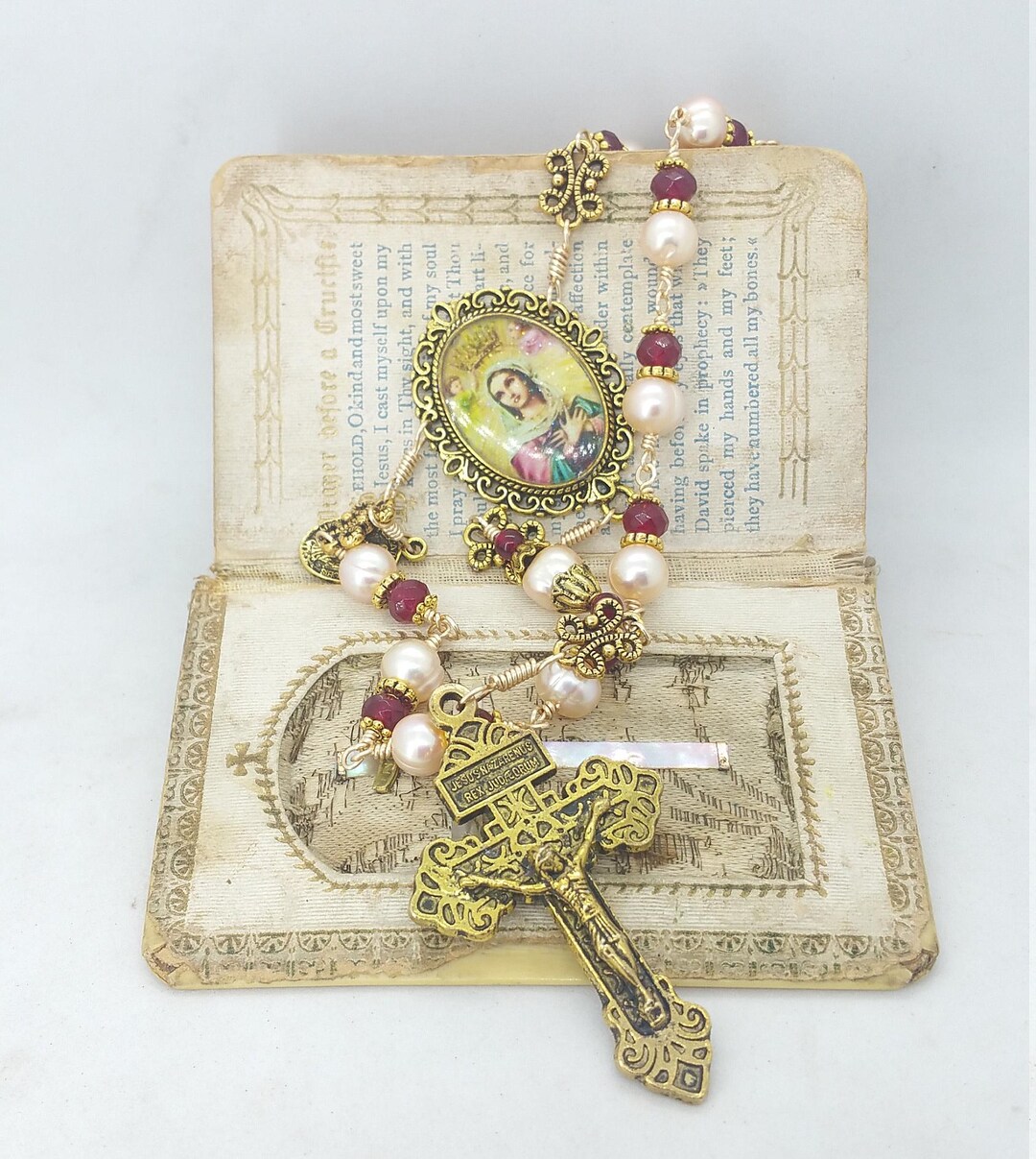 Gold Pearl Catholic Rosary,unbreakable Rosary,tenner Prayer Beads,pious ...