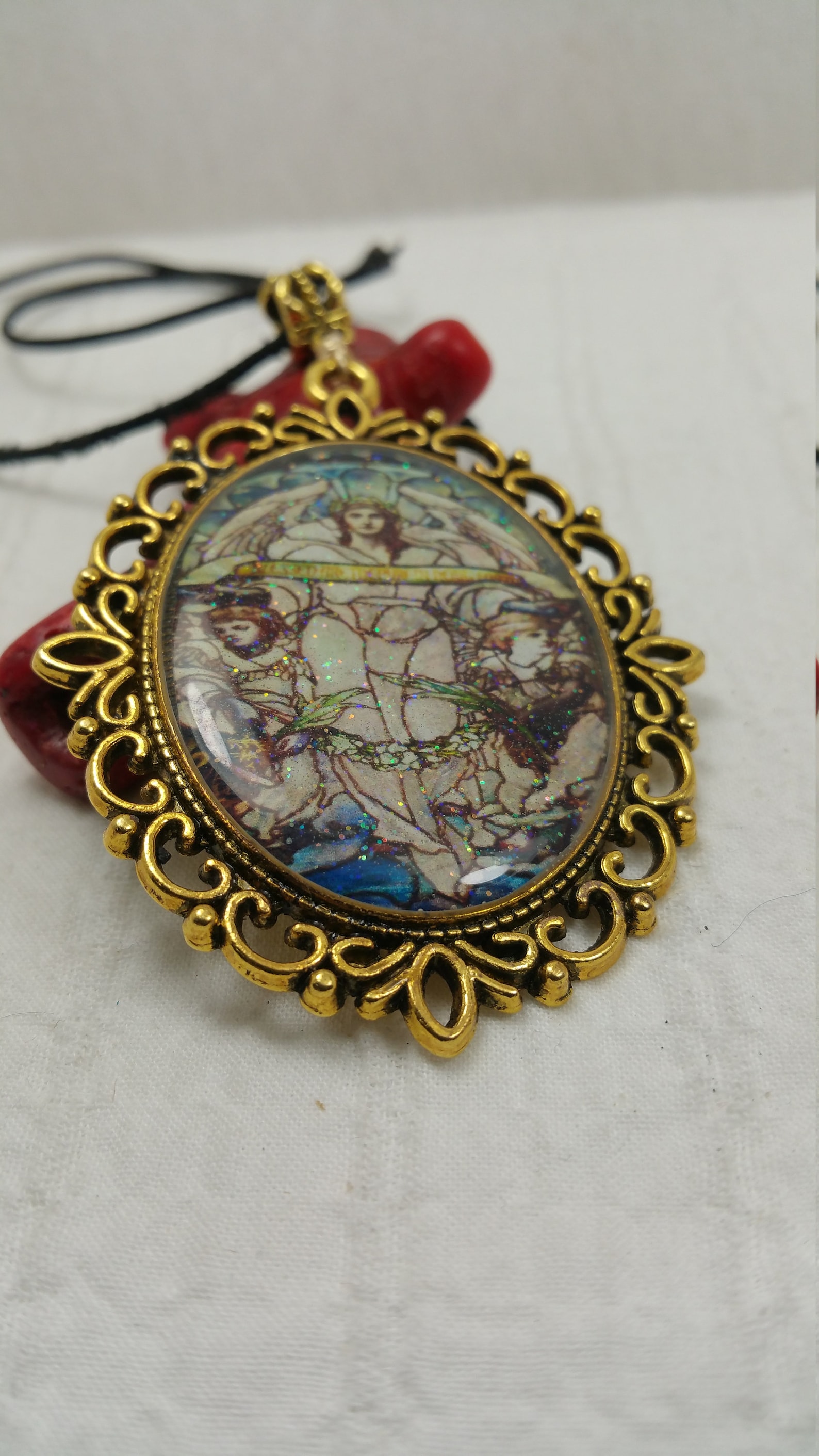 Pink Angel Cameo Pendant Tiffany Glass Angel Supernatural - Etsy