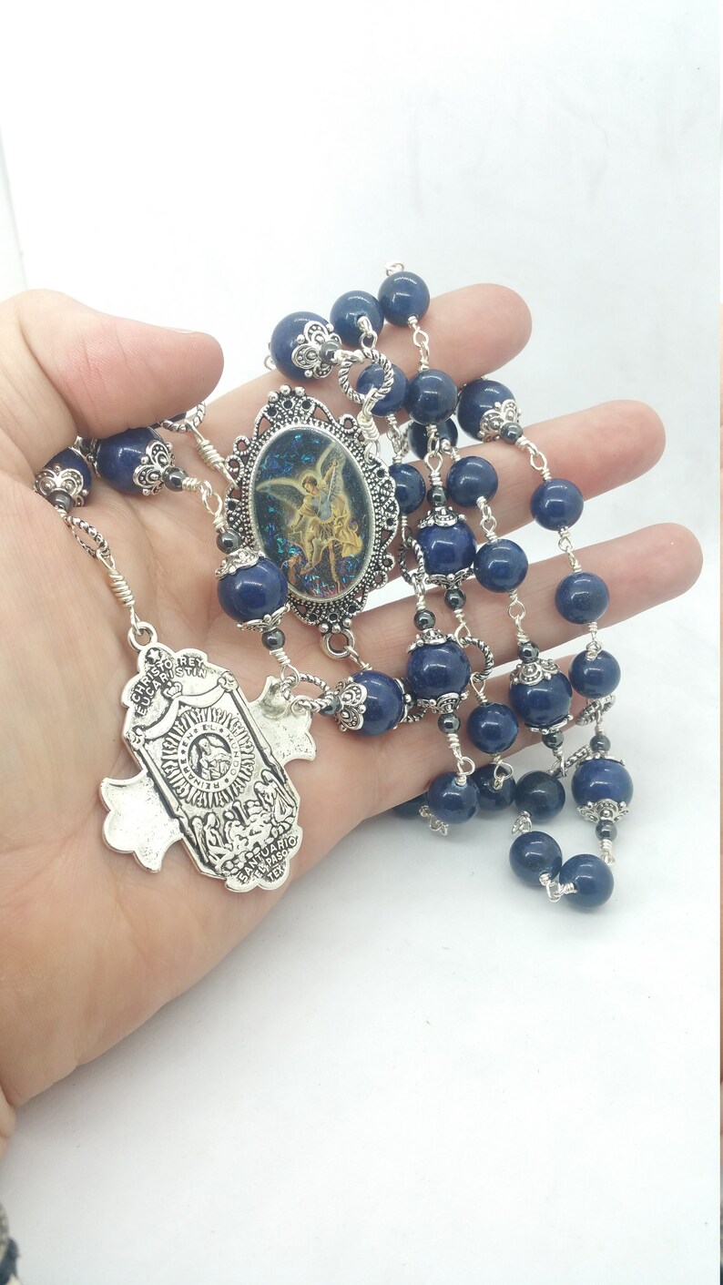 BEST Seller St Michael Chaplet for Men Large Lapis Gemsst | Etsy