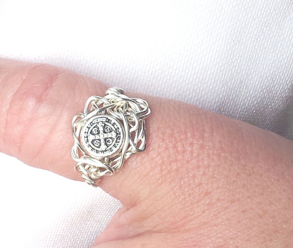 St Benedict Medal Exorcism Ring Sterling Silver Filled - Etsy
