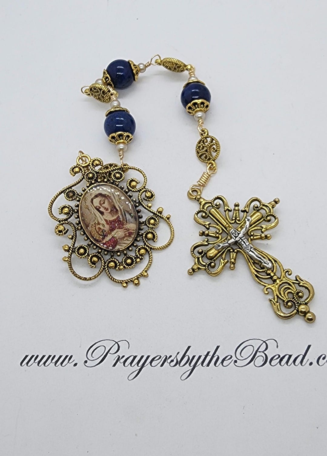 Lapis and Gold Victorian, Vintage Three Hail Marys Devotion, 3 Hail ...