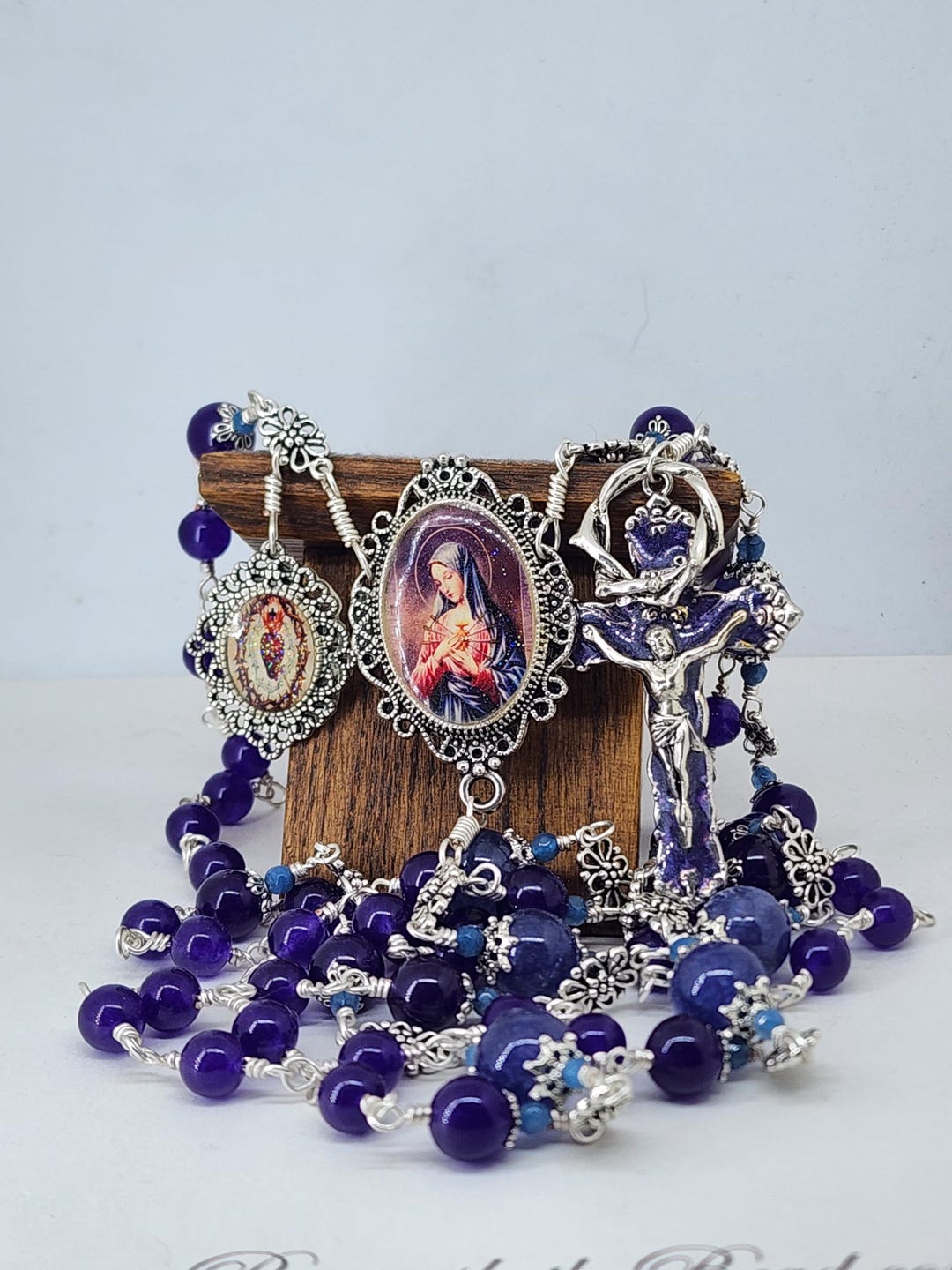 7 Dolors of Mary, Amethyst Gem Rosary,seven Sorrows Devotion, Heirloom ...