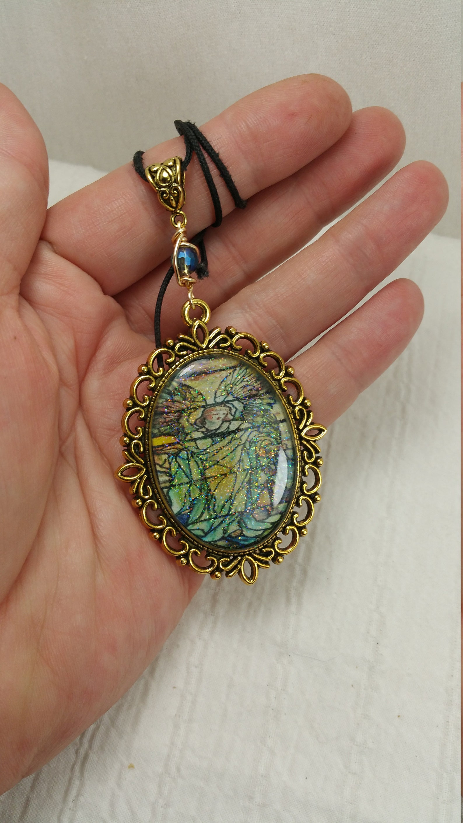 Angel Cameo Pendant Tiffany Glass Angel Golden Vintage - Etsy