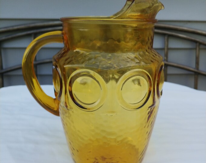Vintage Anchor Hocking Amber Glass Pitcher - Etsy