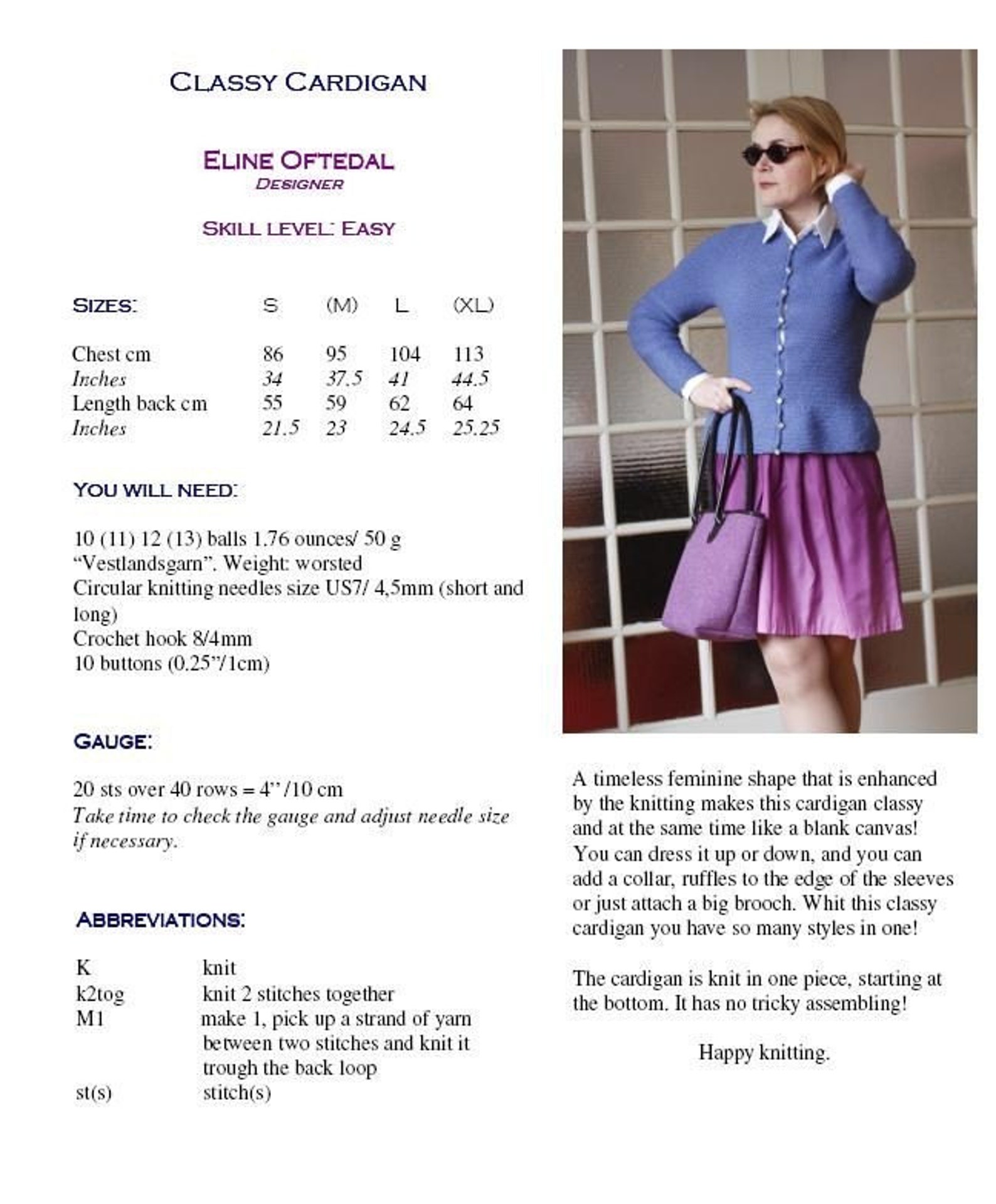 Knitting Pattern Classy Cardigan. - Etsy