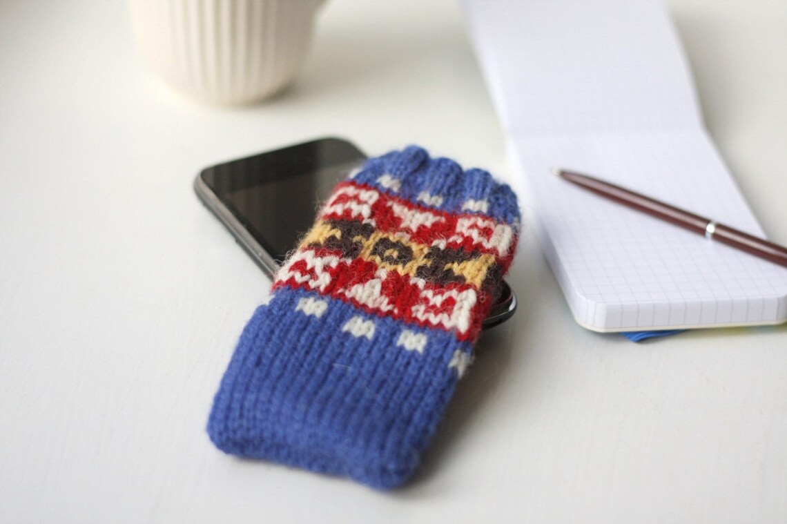 Fair Isle iPhone Sock PDF Knitting Pattern - Etsy