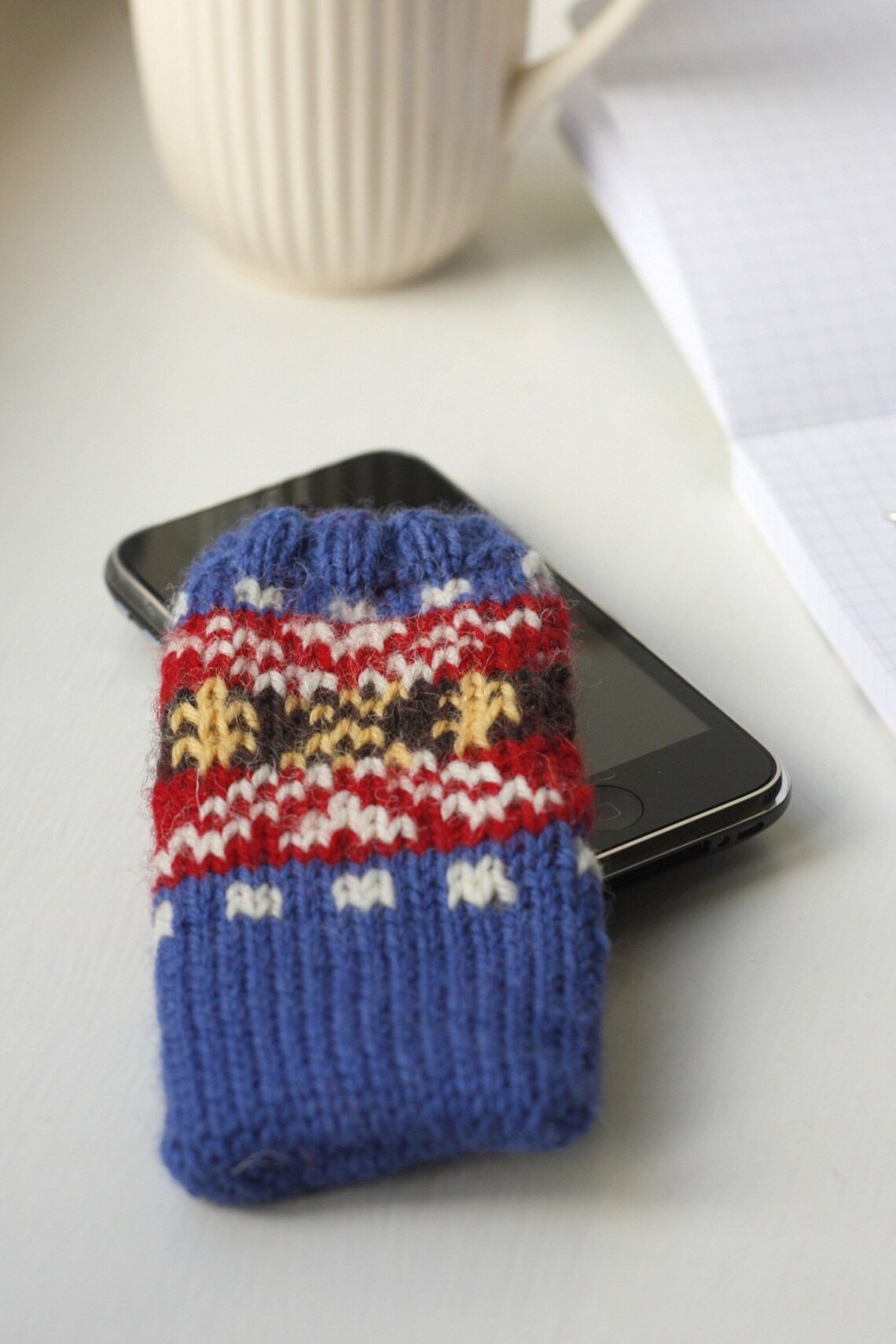 Fair Isle iPhone Sock PDF Knitting Pattern - Etsy