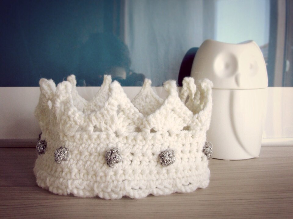 Made in Italy - Royal Crown, Wool Crochet Headband With Silver ...