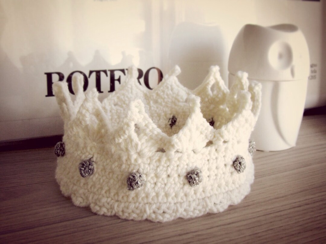 Made in Italy - Royal Crown, Wool Crochet Headband With Silver ...