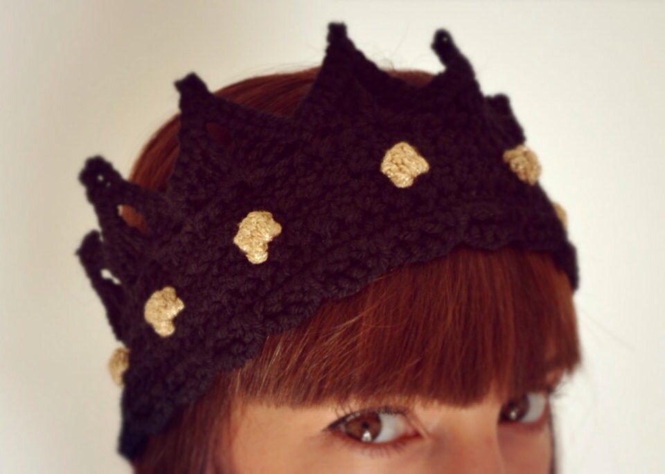 Made in Italy - Royal Crown, Wool Crochet Headband With Silver ...