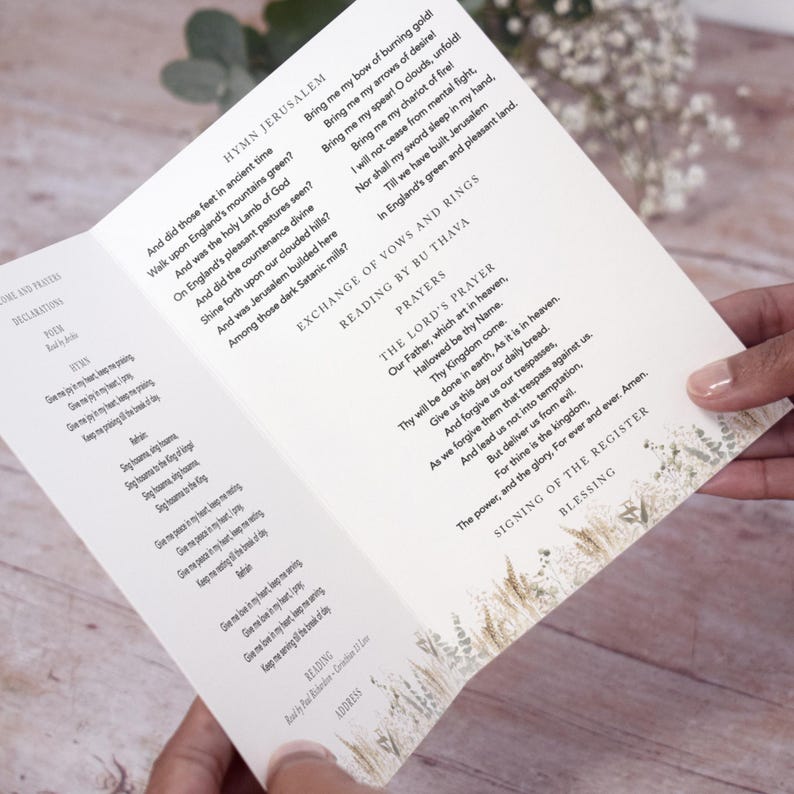 Wedding Order of Service Template, Editable Order of Ceremony, Digital ...