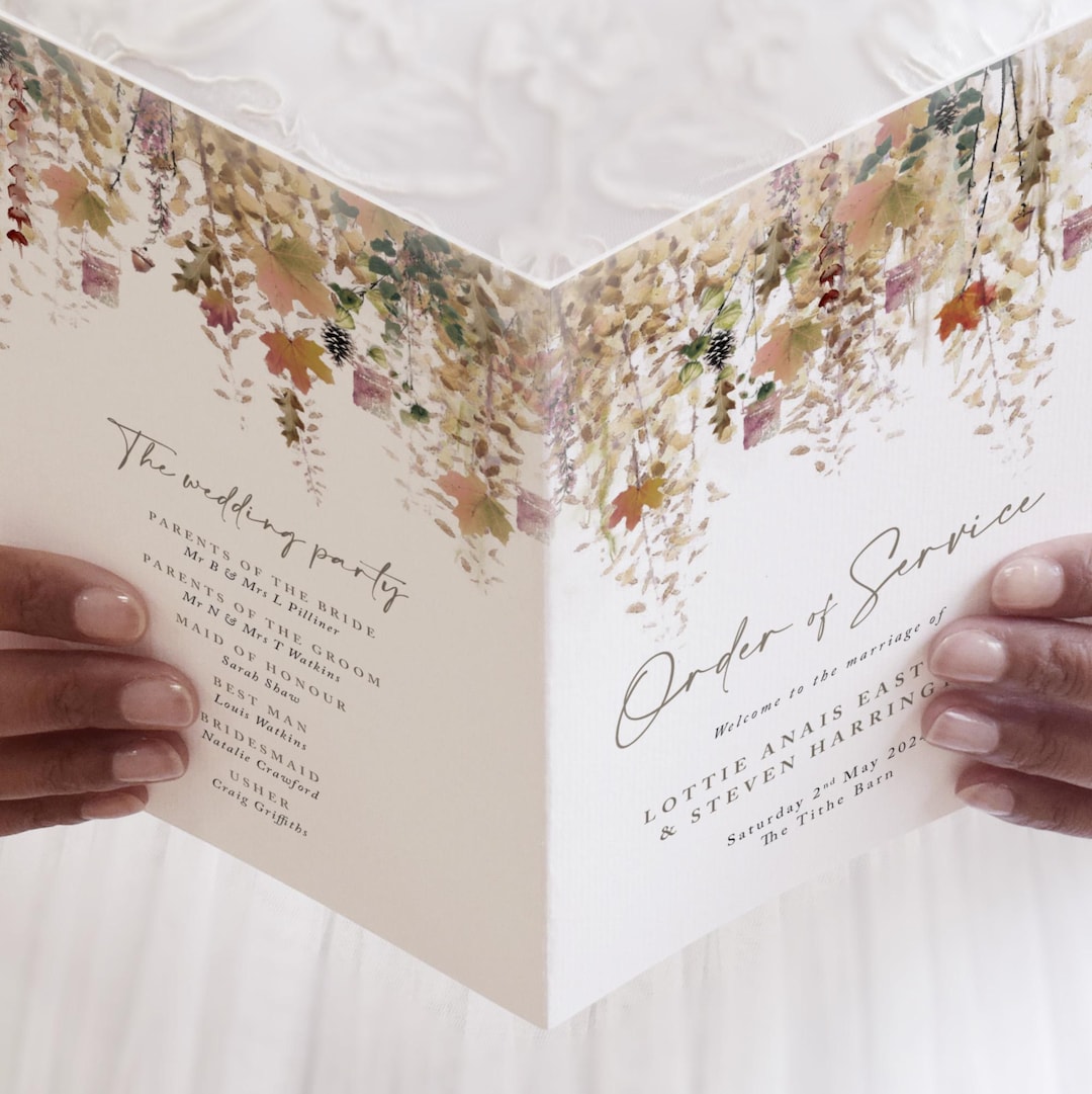 Wedding Order of Service Template, Editable Order of Ceremony, Digital ...