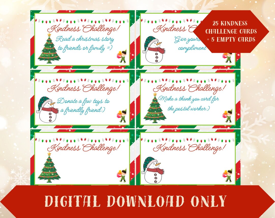 Elf Kindness Challenge Cards Fun Holiday Activity Encourage Acts of ...