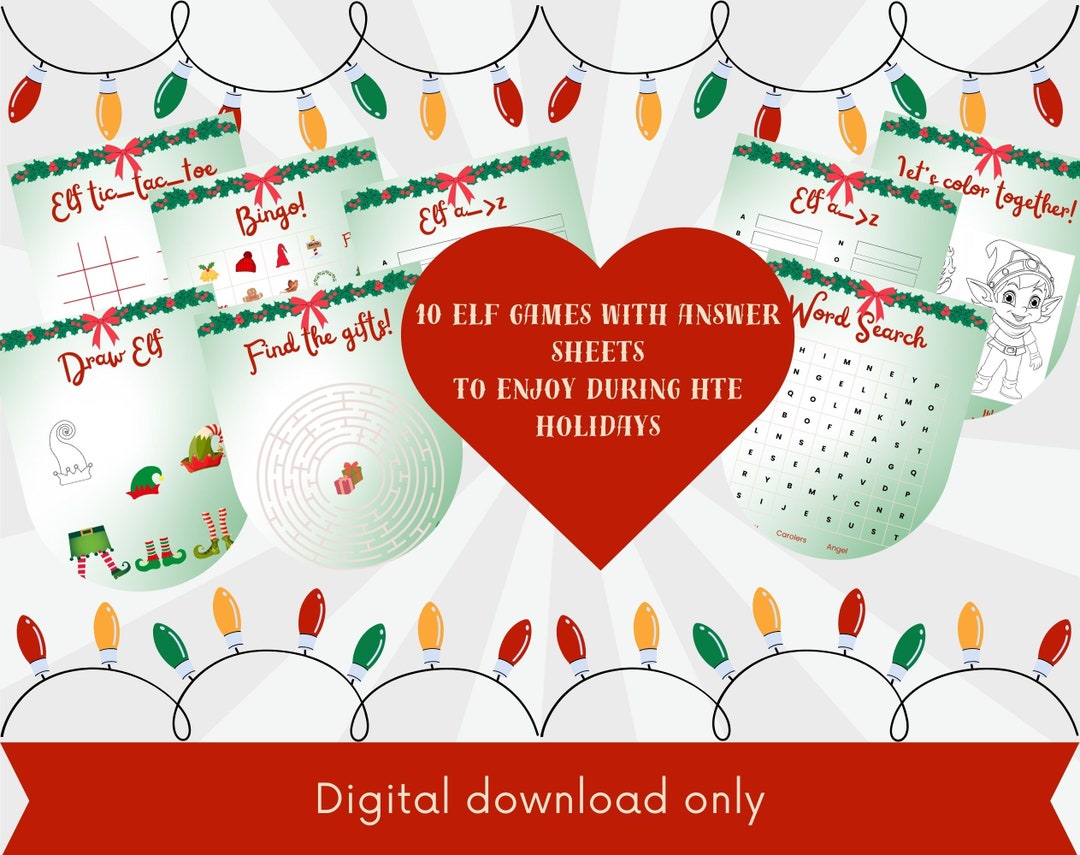 Elf Printable Games - Christmas Elf Activities - Holiday Elf Bingo ...