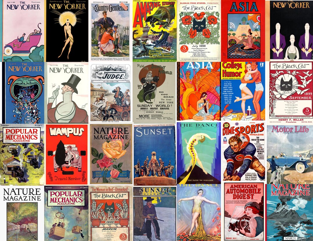 850 Vintage Magazine Covers Collection 1890-1930s High-Quality Scanned ...
