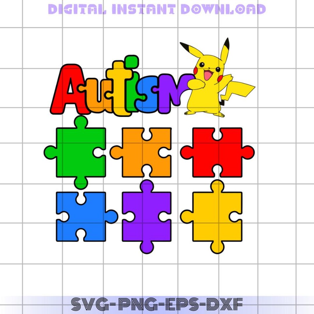 Pikachu Autism Svg, Autism Awareness Svg, Autism Ribbon Png, Autism ...