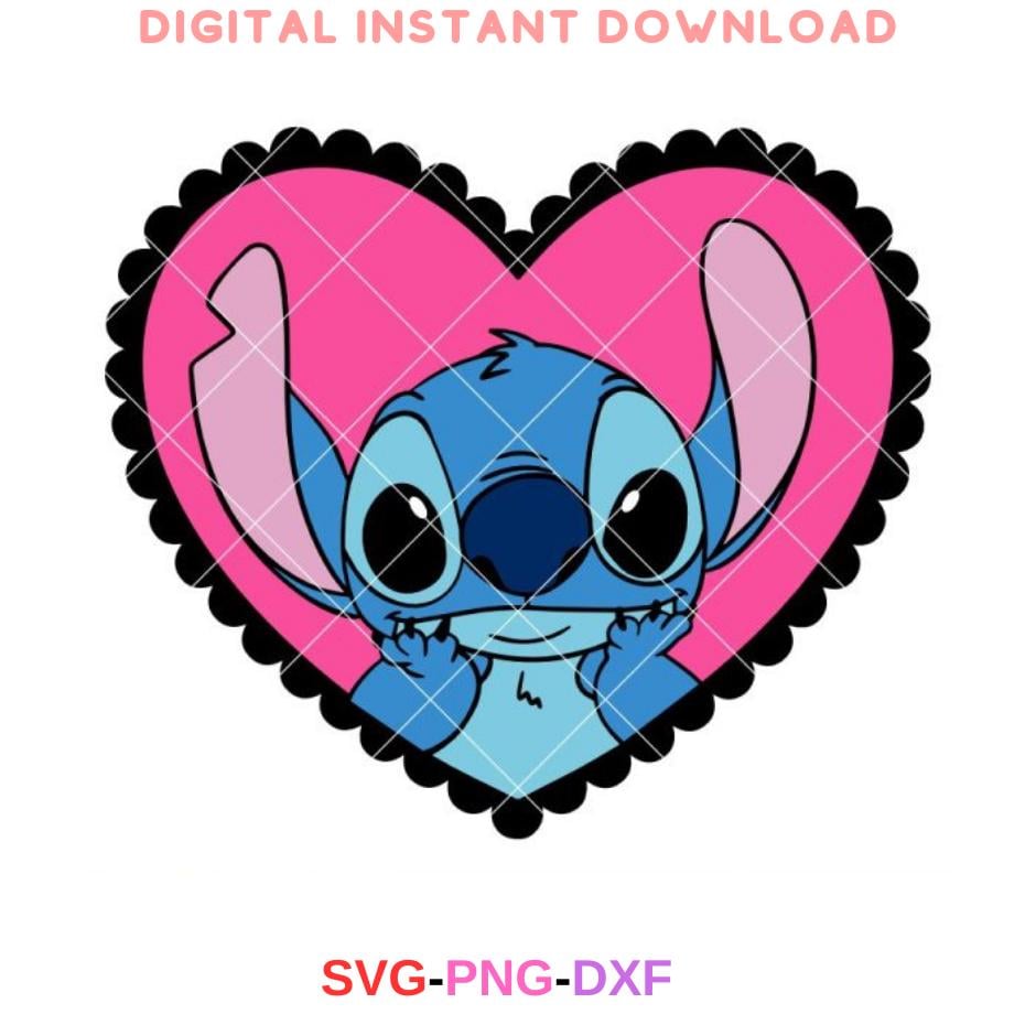 Stitch Heart Svg, Love Svg, Valentine’s Day Svg, Kawaii Svg, Cricut ...