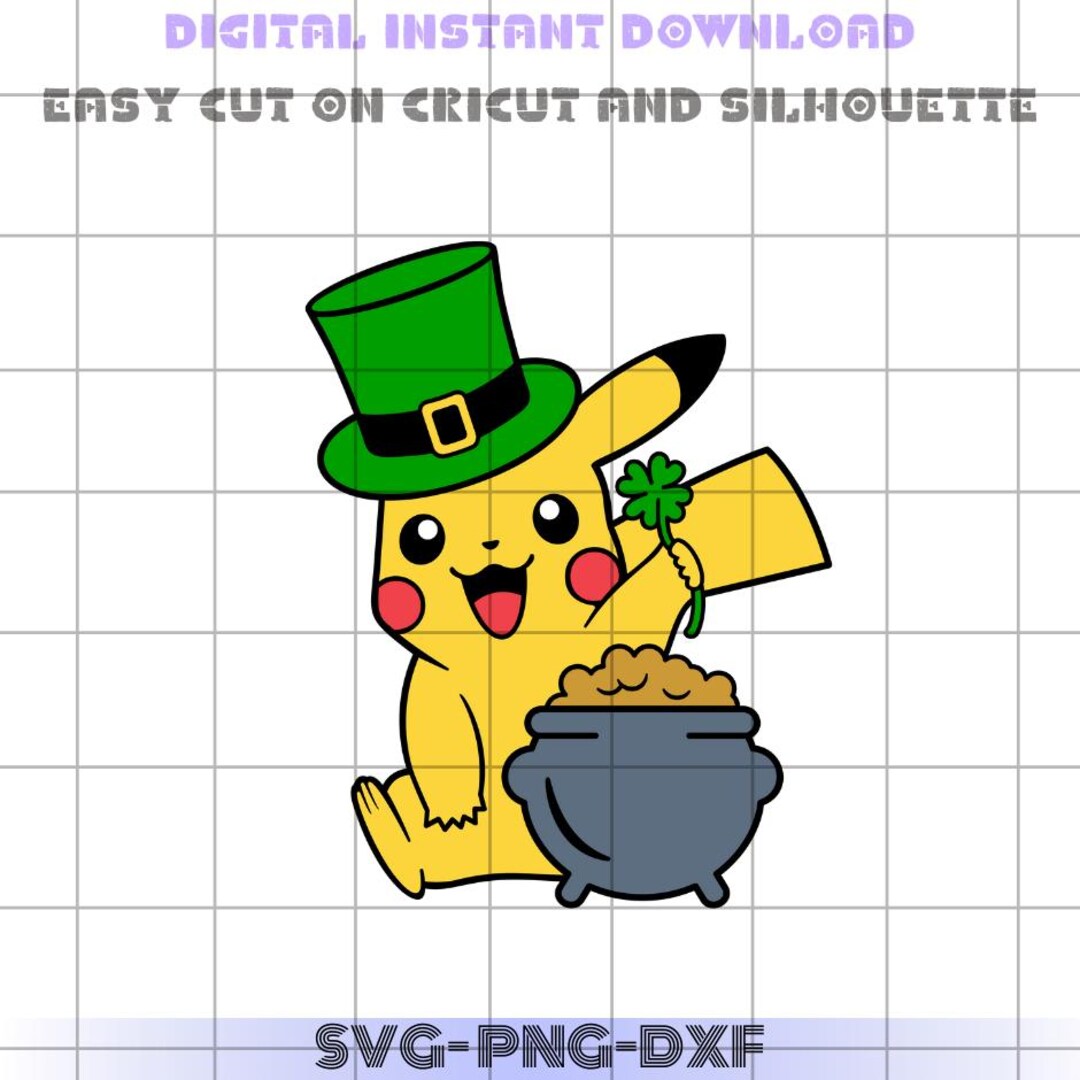 Pikachu Svg, Pokemon St Patrick's Day Svg, Patrick Day Svg, Kawaii Svg ...