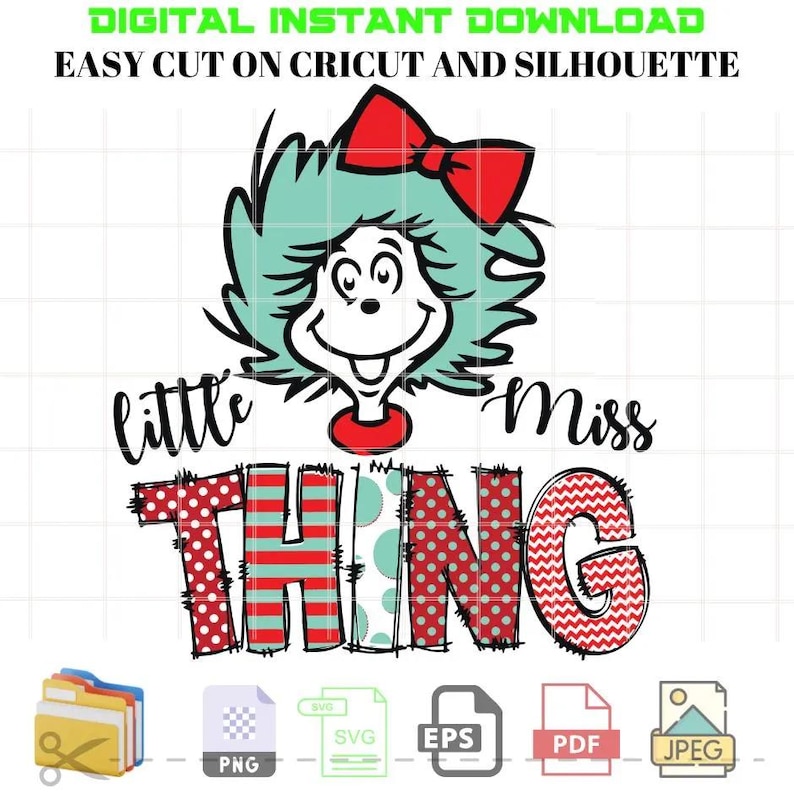Retro Little Miss Thing Dr Seuss SVG, Dr Seuss SVG, Cricut, Thing Svg ...