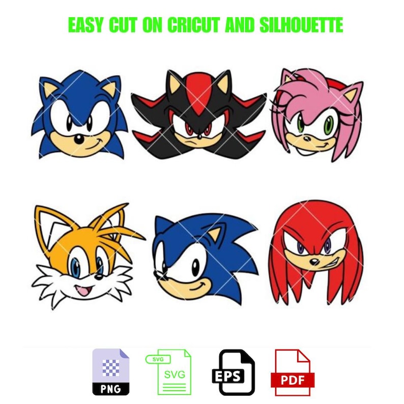 Sonic the Hedgehog Bundle Svg, Sonic Face Svg, Sonic Head Svg, Layered ...