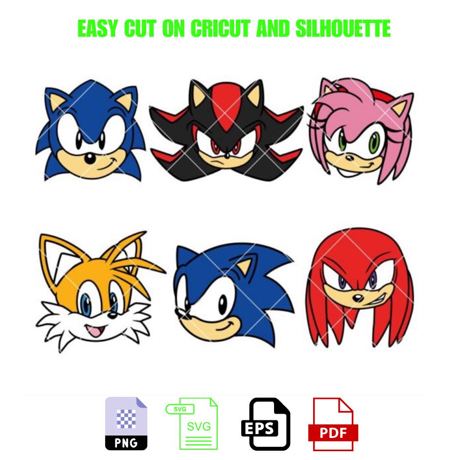 Sonic the Hedgehog Bundle Svg, Sonic Face Svg, Sonic Head Svg, Layered ...