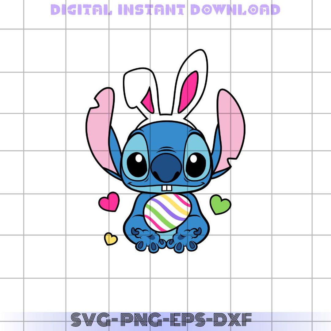 Stitch Easter Day Svg, Happy Easter Svg, Easter Bunny Digital File ...