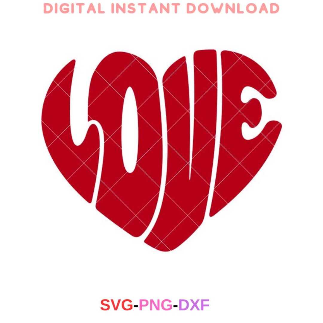 Retro Love Heart Svg, Love Svg, Valentine’s Day Svg, Valentine Svg ...