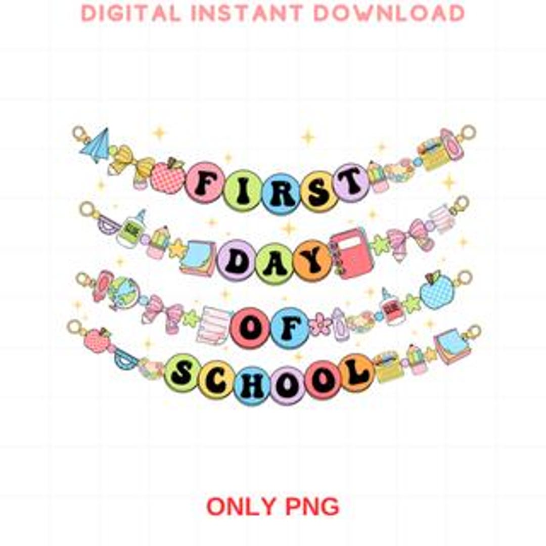 First Day of School PNG, Cute School Banner Clipart for Kids, Back to ...