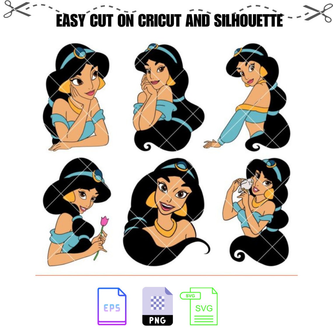 Jasmine SVG Bundle, Aladdin Svg, Princess Svg, Kawaii Svg, Cricut ...